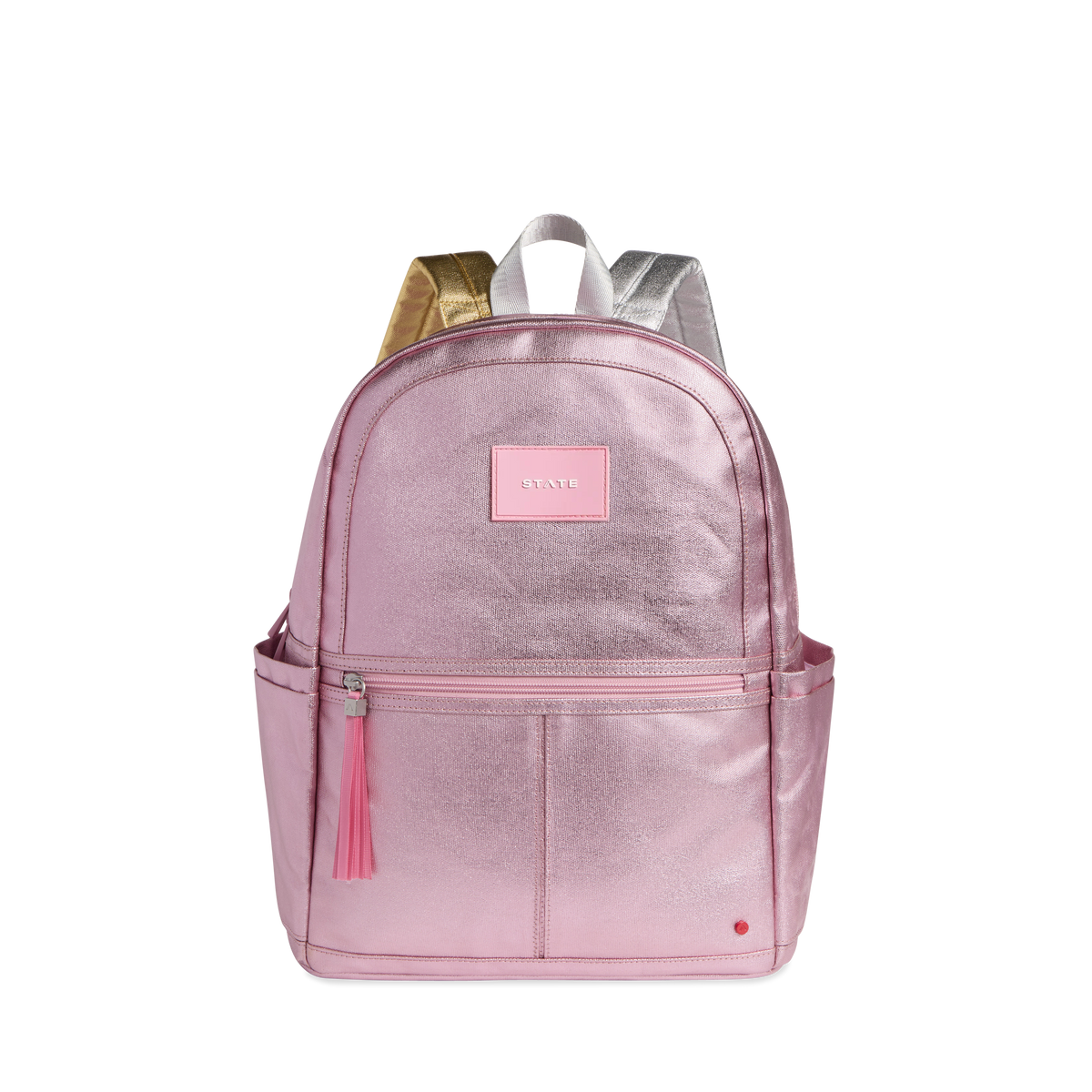 STATE Bags | Kane Kids Double Pocket Backpack Metallic Fuzzy Hearts