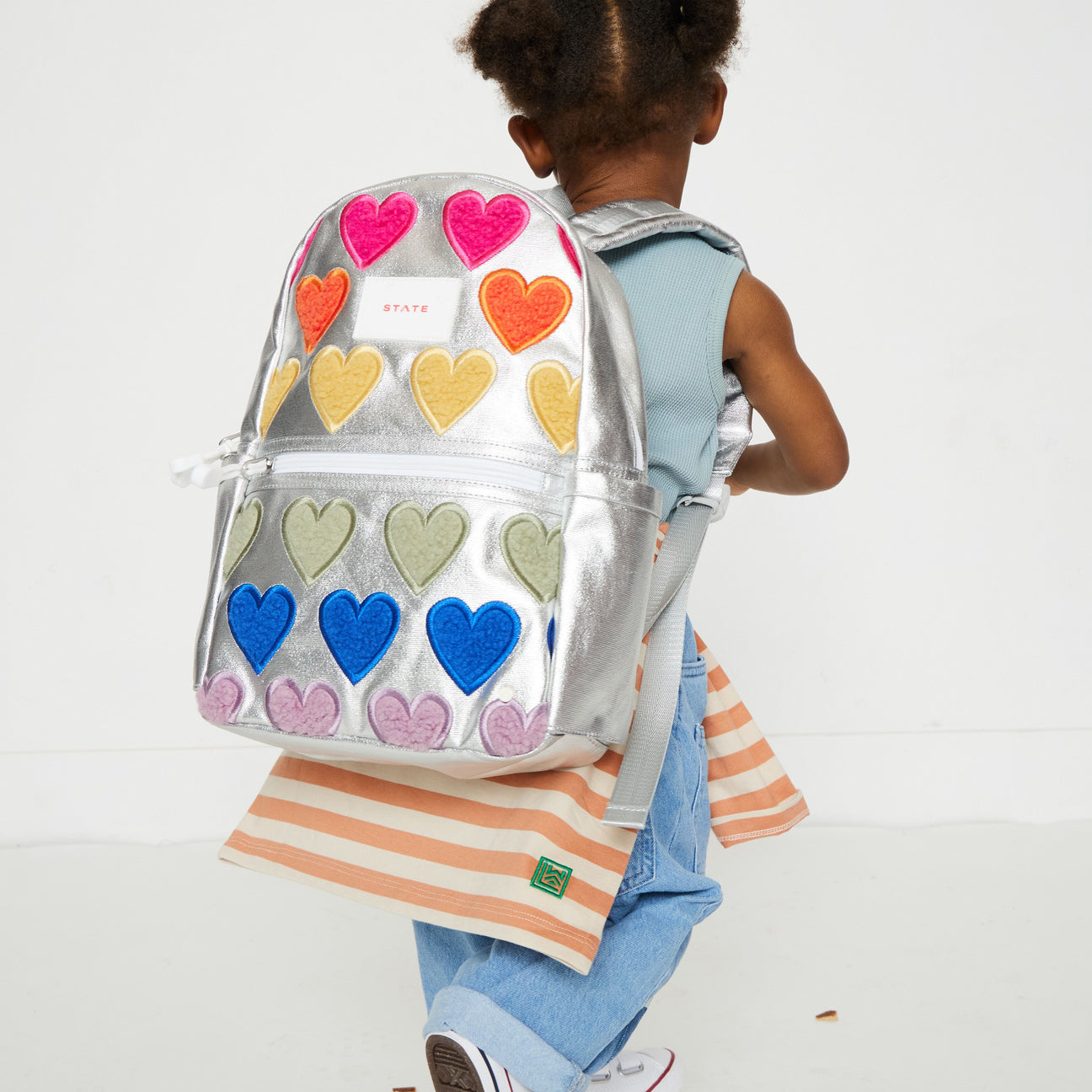 STATE Bags | Kane Mini Backpack Metallic Fuzzy Hearts | Back to School ...