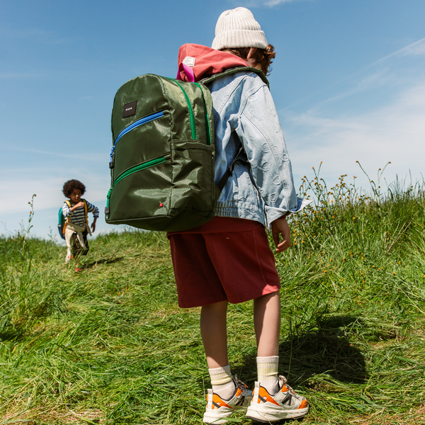STATE Bags | Kane Double Pocket Backpack Navy Diagonal Zippers | Back ...