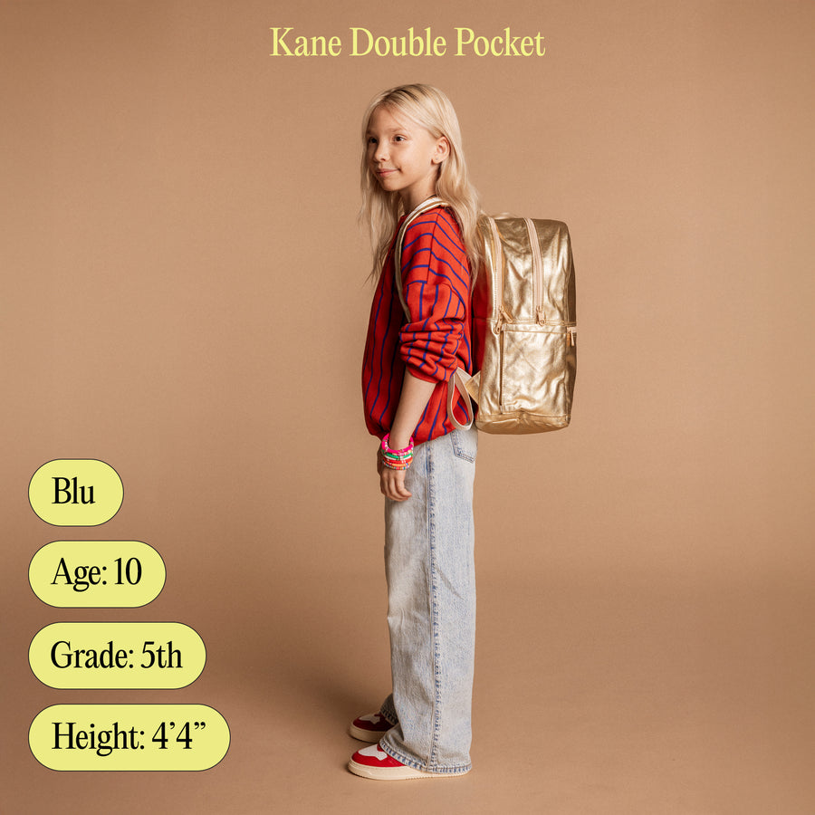 STATE Bags | Kane Kids Double Pocket Backpack Metallic Gold