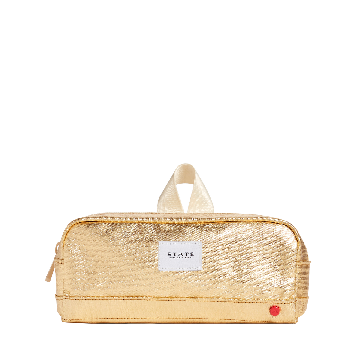 STATE Bags | Clinton Pencil Case Metallic Pink/Silver