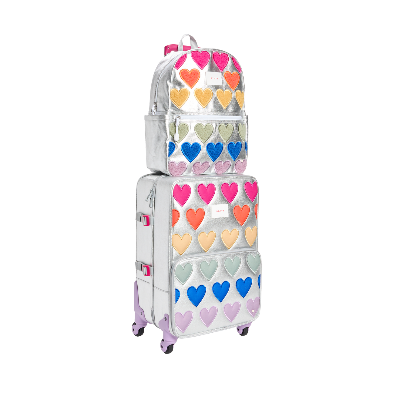 STATE Bags | Kane Kids Travel Backpack Metallic Fuzzy Hearts | Back to ...