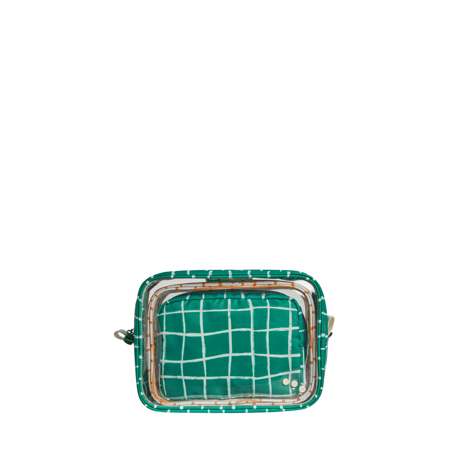 STATE Bags | Travel Pouch Set Clear/Multi Check