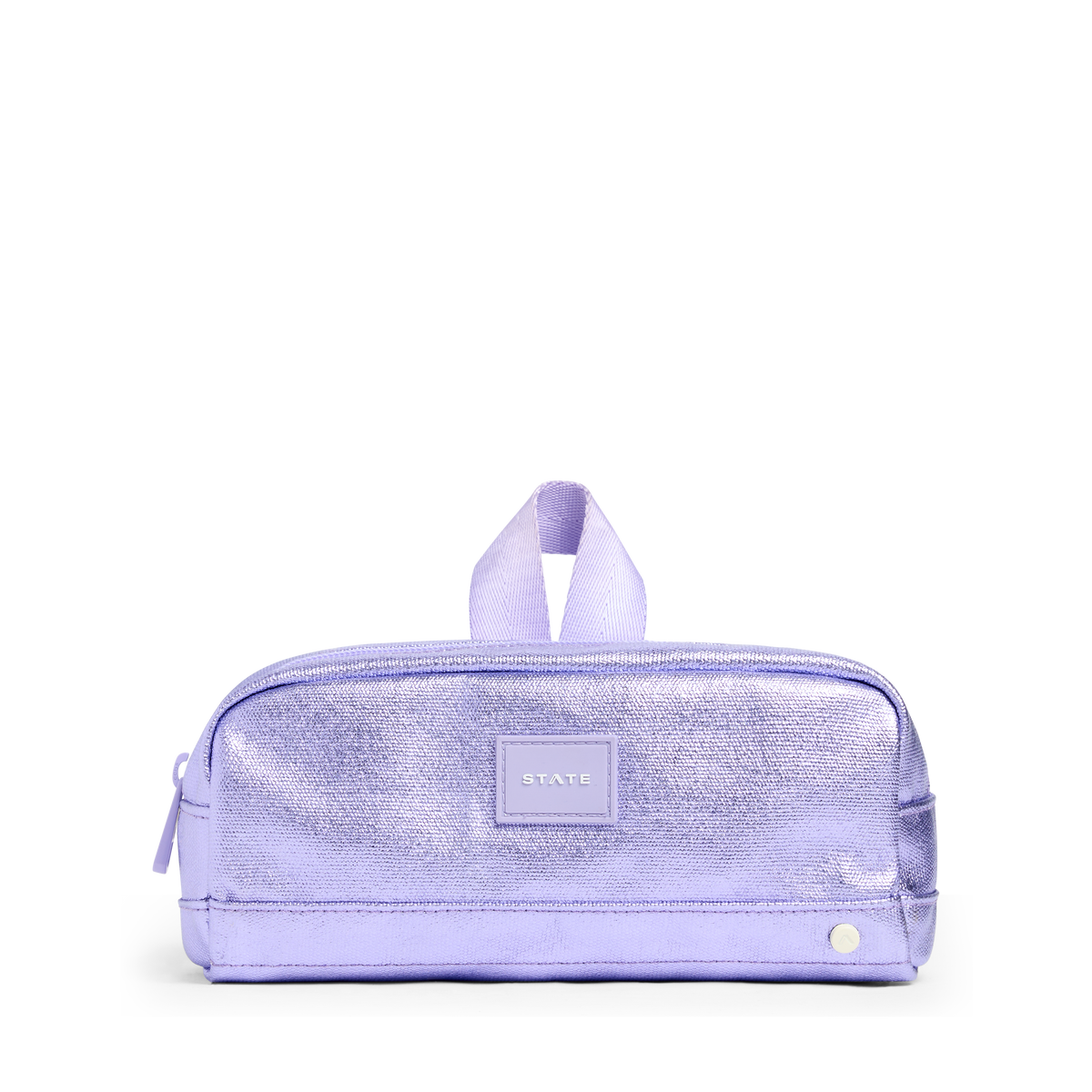 STATE Bags | Clinton Pencil Case Metallic Pink/Silver