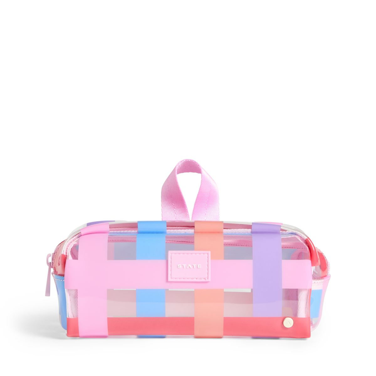 STATE Bags | Clinton Pencil Case Metallic Pink/Silver