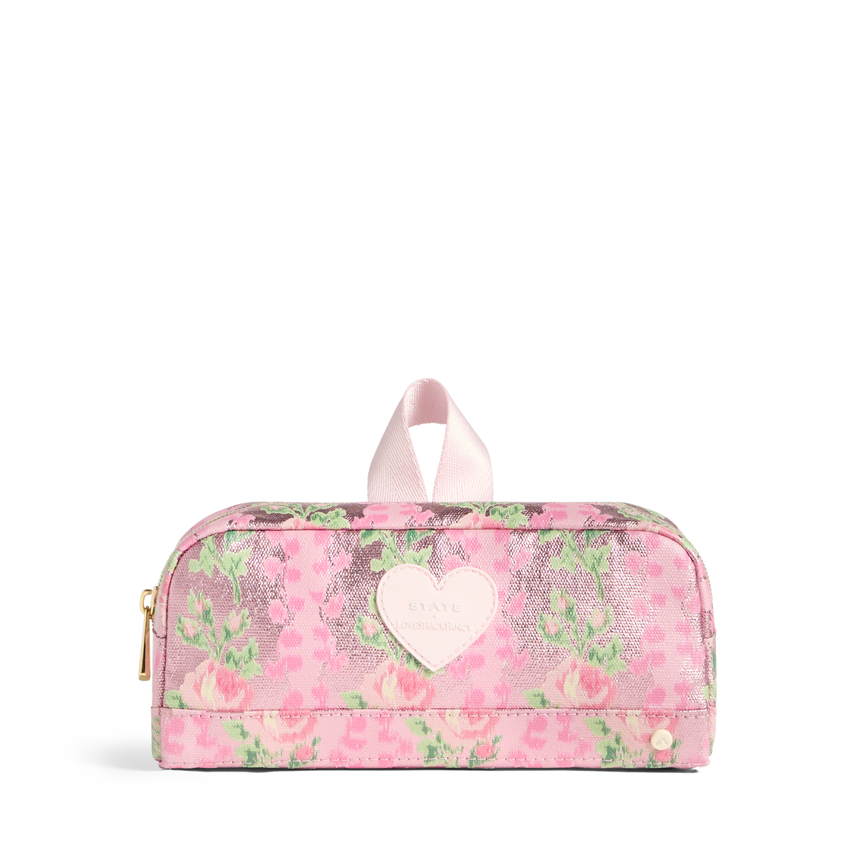 STATE Bags | Clinton Pencil Case Metallic Pink/Silver